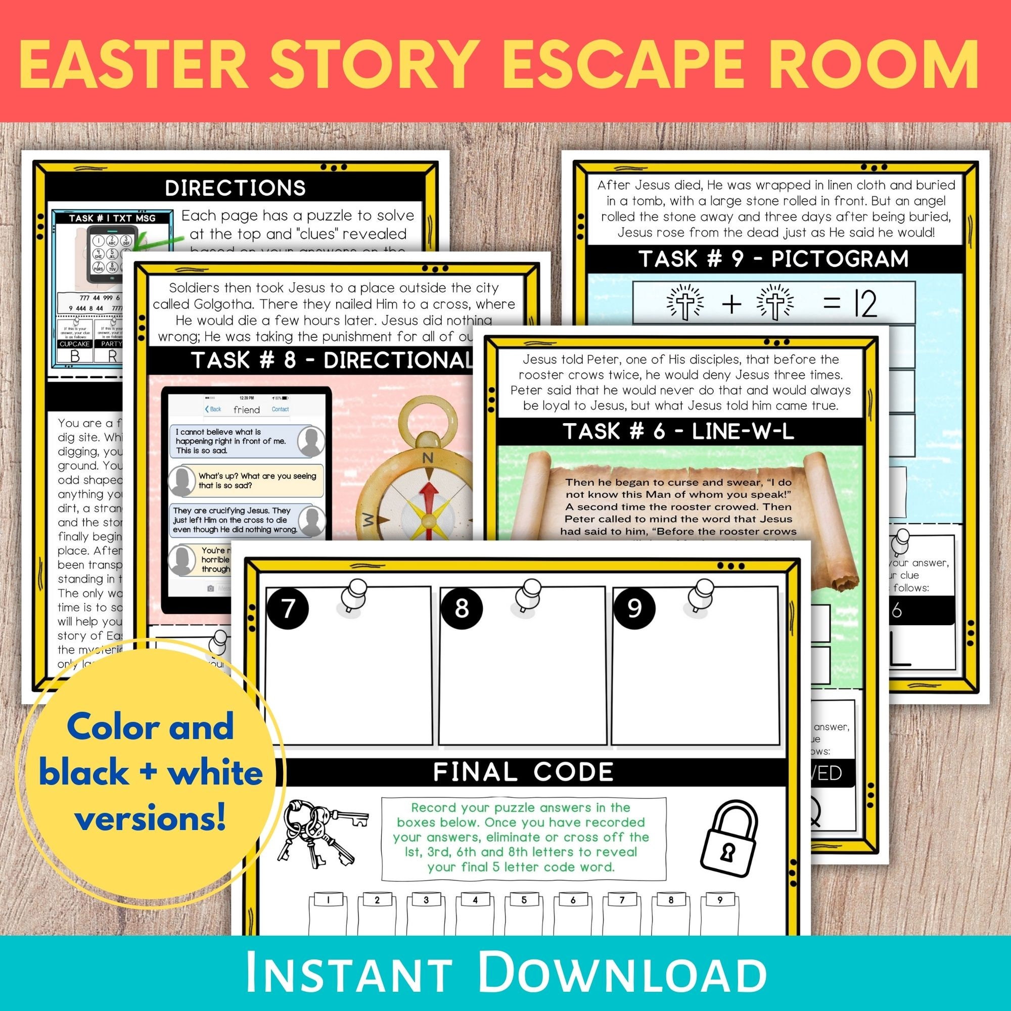 Easter Story Escape Room, Easter Activity, Easter Escape Room Christian ...