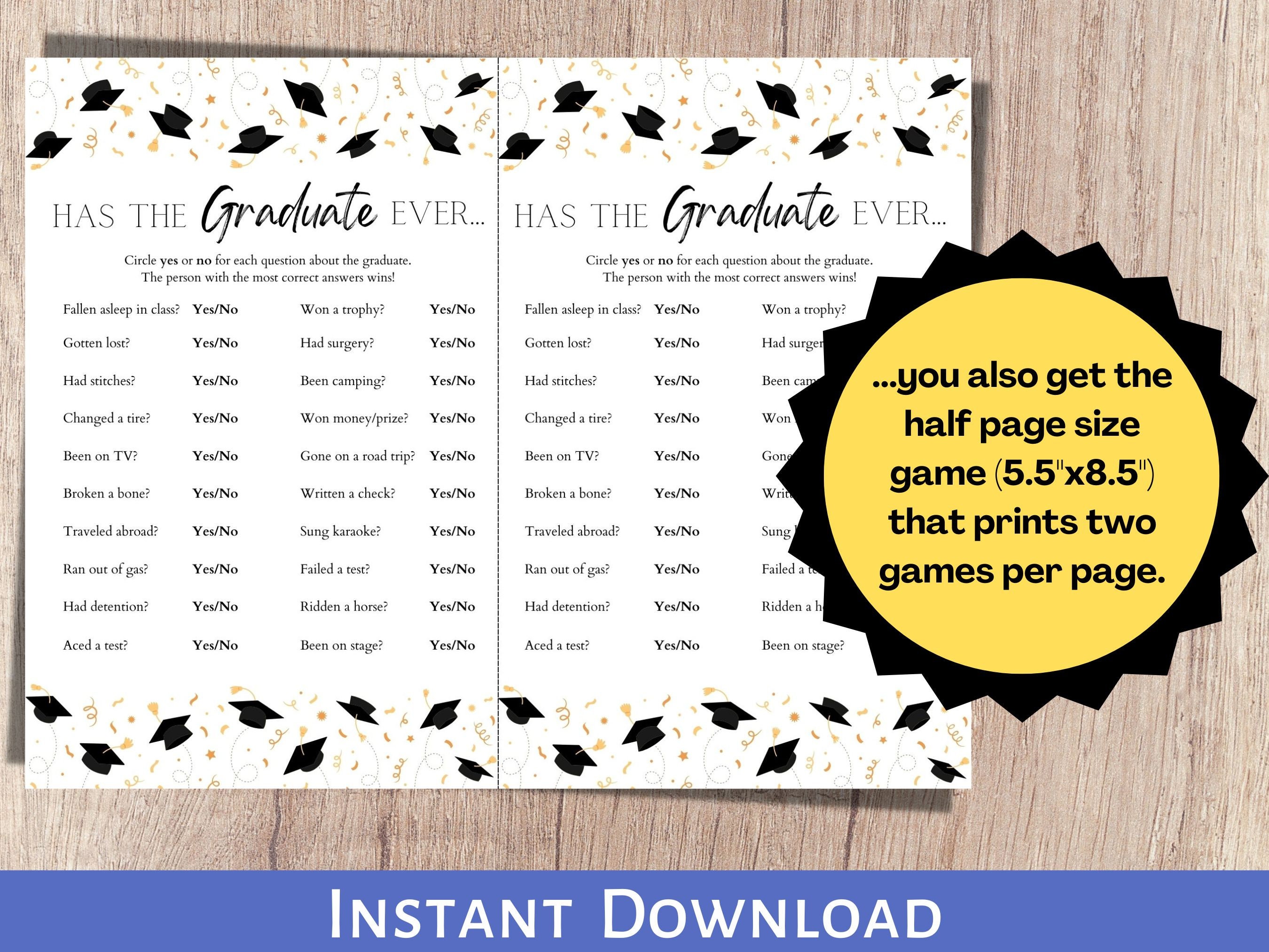 Graduation Games Has the Grad Ever Graduation Games - Etsy