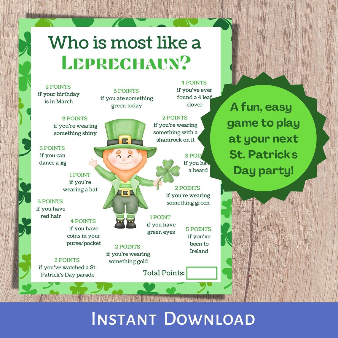 St. Patricks Day Games Printable, Who is Most Like a Leprechaun Game ...