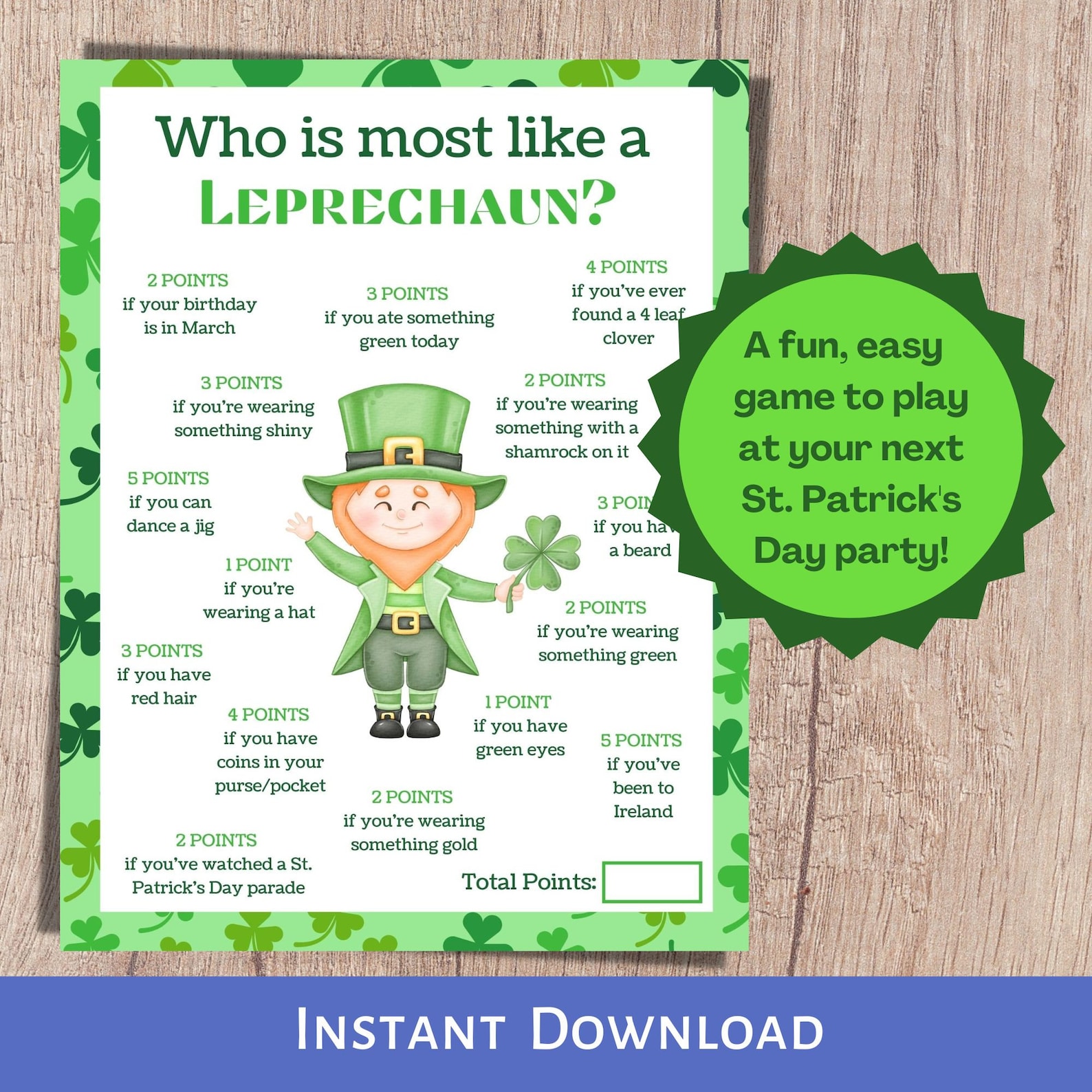 St. Patricks Day Games Printable, Who is Most Like a Leprechaun Game ...