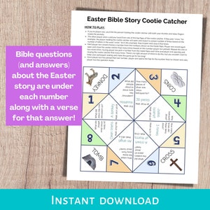 Easter Bible Story Cootie Catcher, Easter Bible Game, Easter Printable ...