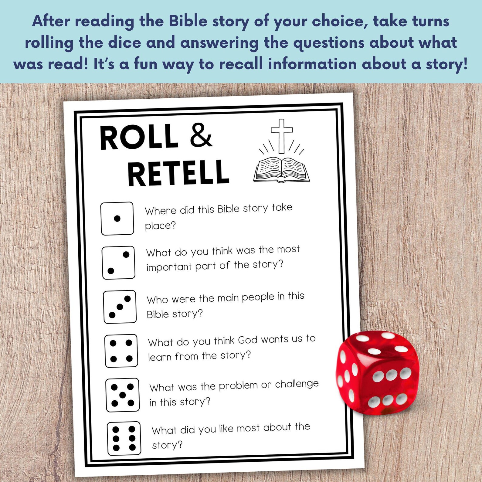 Reading Games for Kids, Bible Story Games, Roll and Retell Bible Story ...