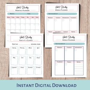 Printable Unit Study Planner, Homeschool Lesson Planner, Printable Unit ...