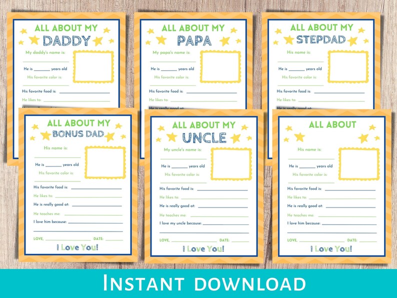 All About My Dad Fathers Day Printable Craft All About My - Etsy