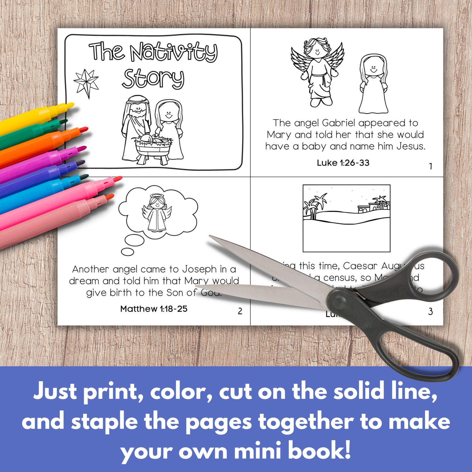 Nativity Story Mini Book, Nativity Story Printable, Nativity Craft ...
