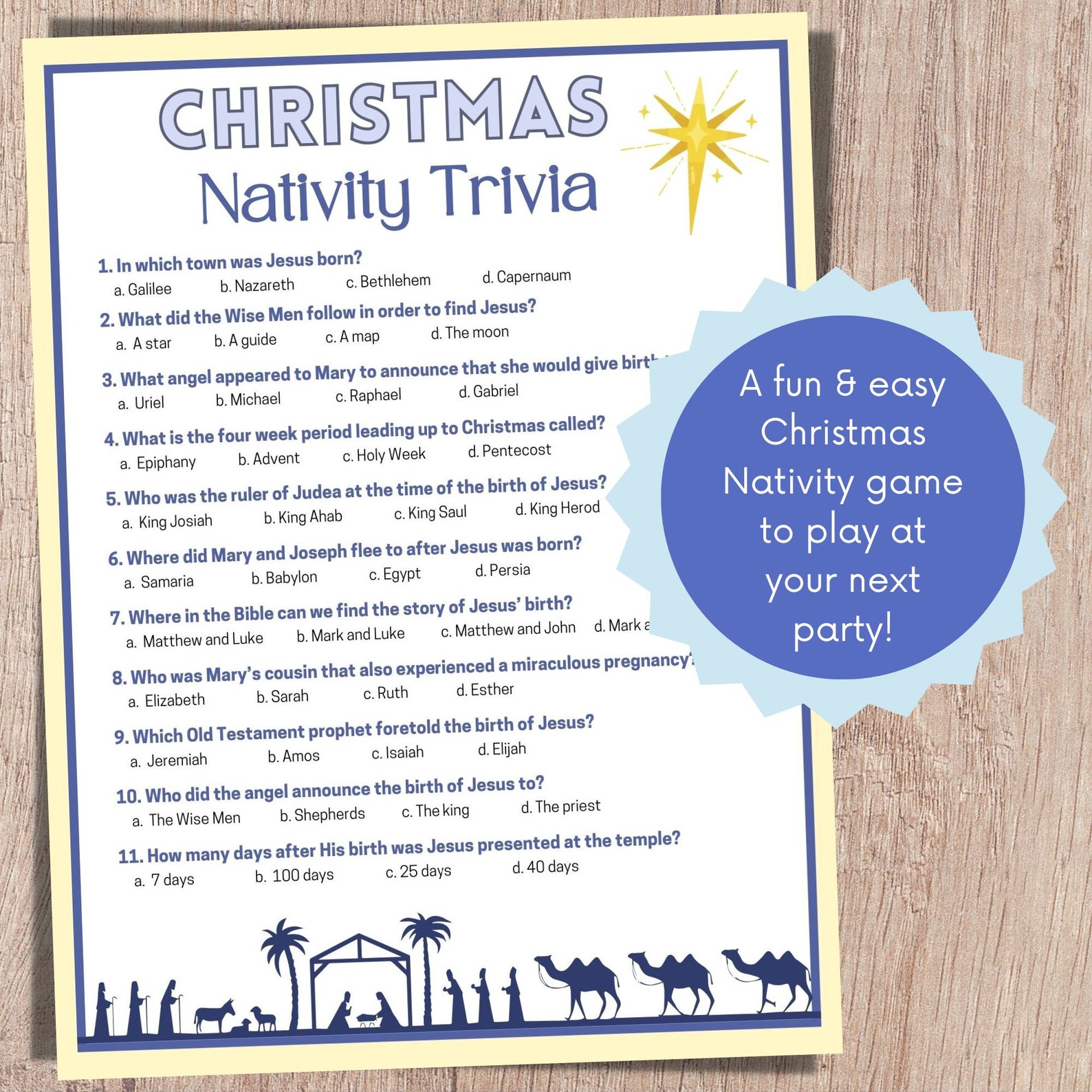 Christian Christmas Trivia, Christmas Bible Trivia, Printable Bible ...