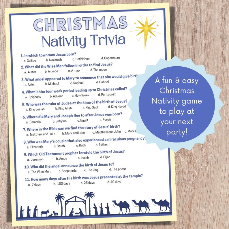 Christian Christmas Trivia, Christmas Bible Trivia, Printable Bible ...