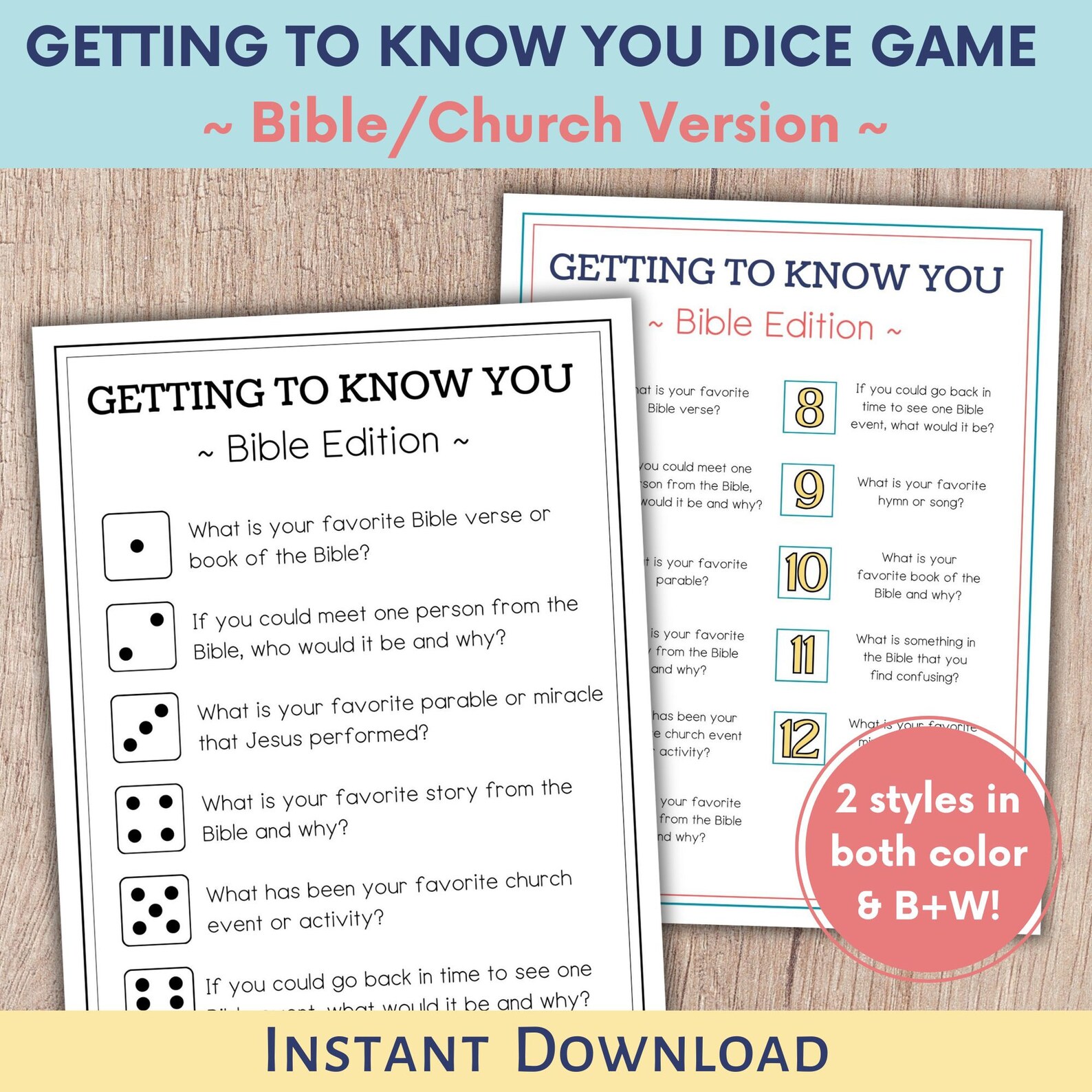 Get to Know You Dice Game, Icebreaker Game, Bible Games, Womens ...