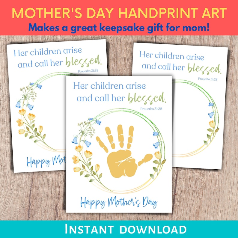 Mothers Day Handprint Printable, Proverbs 31, Bible Verse Craft, Mom ...