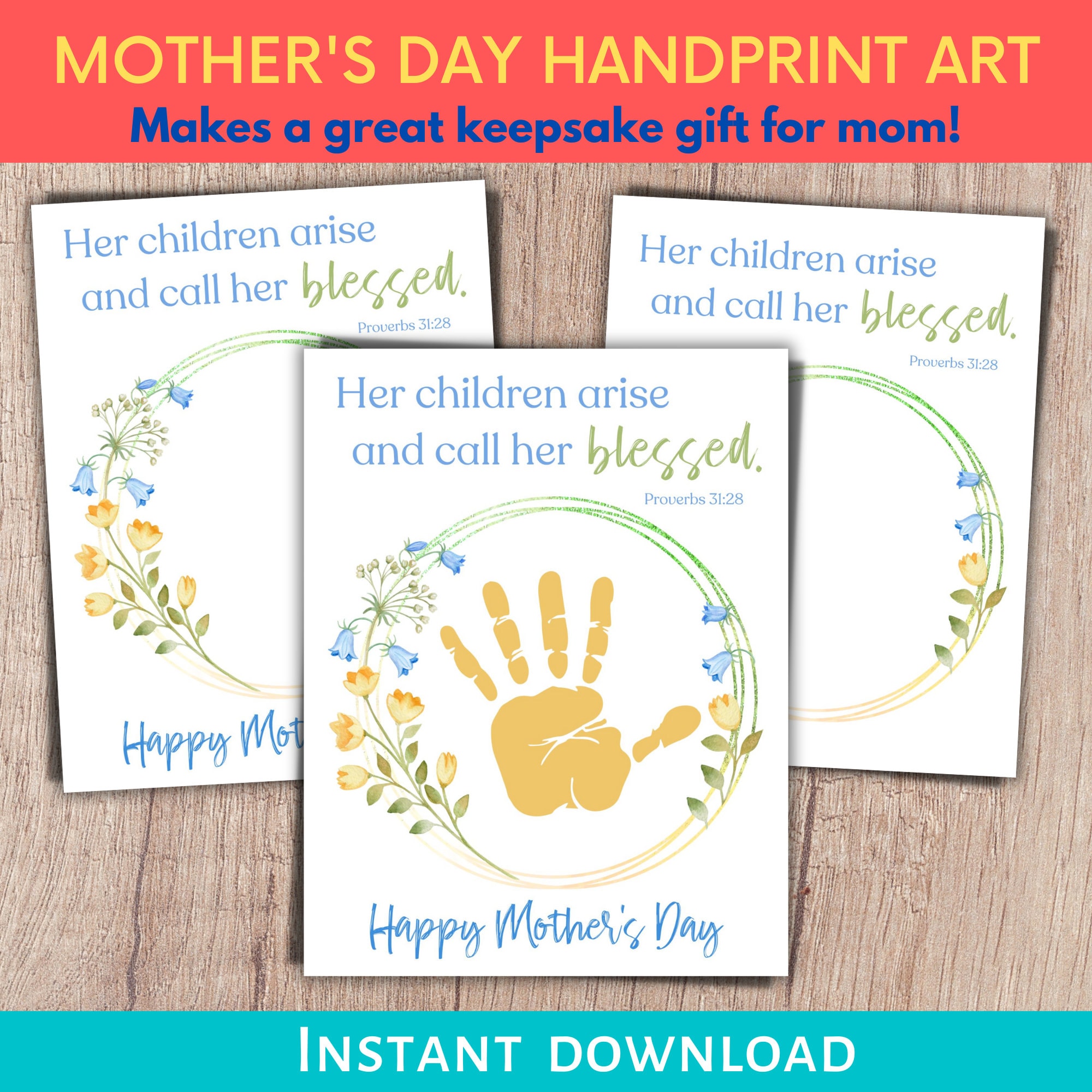 Mothers Day Handprint Printable, Proverbs 31, Bible Verse Craft, Mom ...