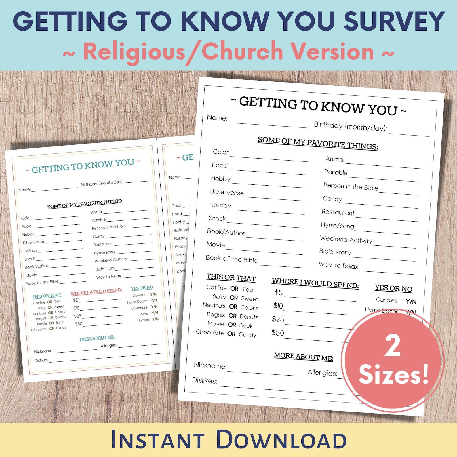 Secret Sister Church Questionnaire, Womens Ministry, Church Gift ...
