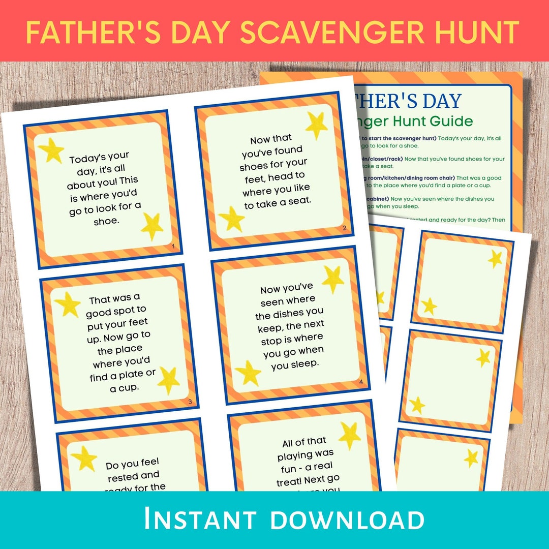 Fathers Day Scavenger Hunt, Fathers Day Games, Scavenger Hunt, Treasure ...