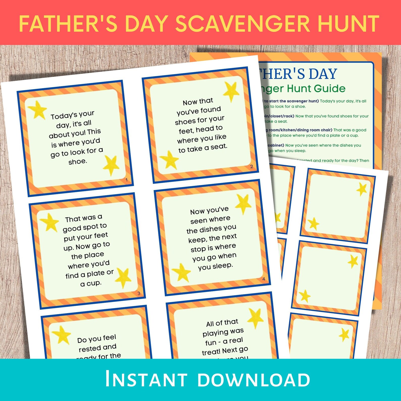 Fathers Day Scavenger Hunt, Fathers Day Games, Scavenger Hunt, Treasure ...