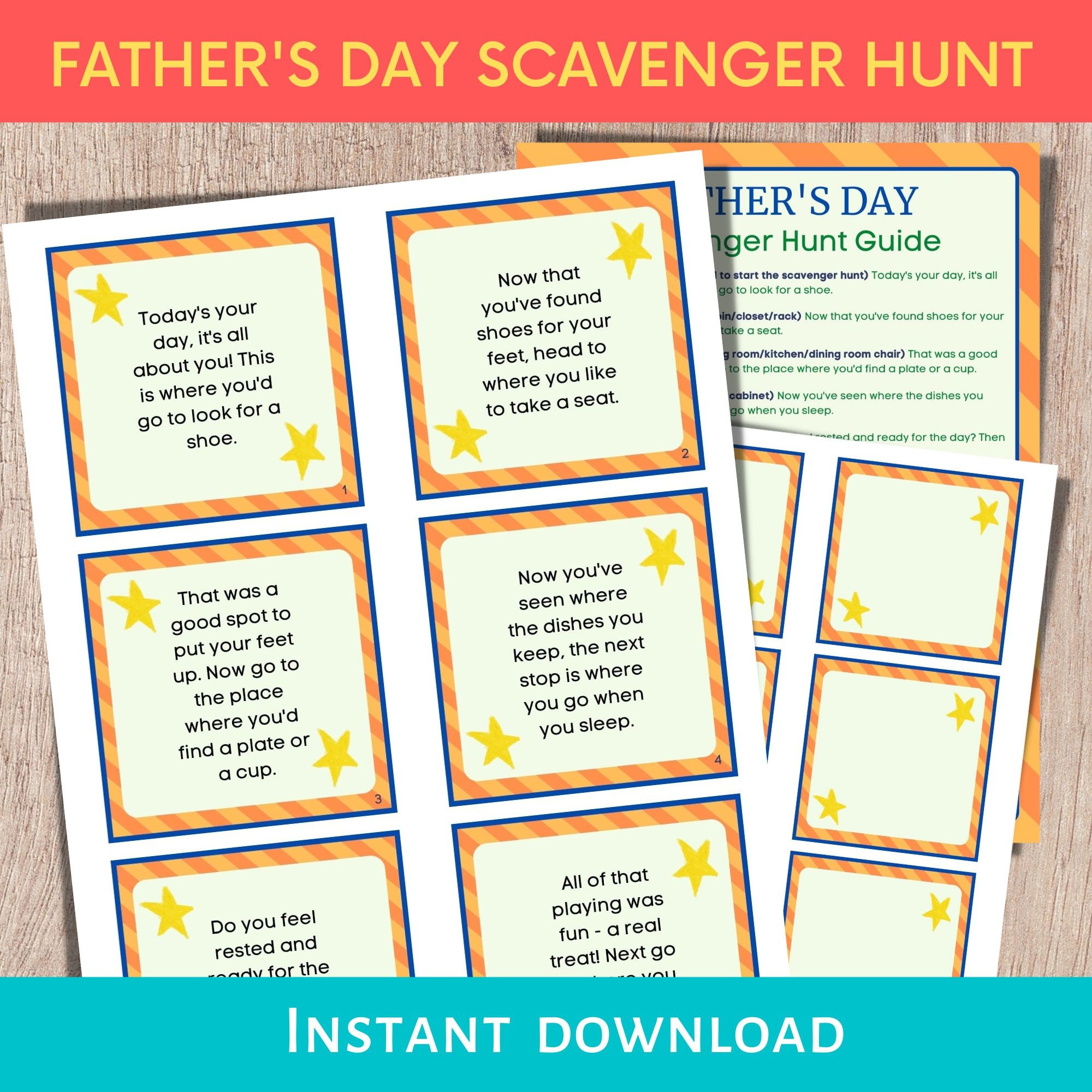 Fathers Day Scavenger Hunt, Fathers Day Games, Scavenger Hunt, Treasure ...