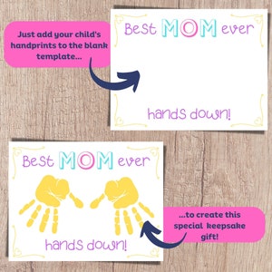 Best Mom Hands Down, Mothers Day Handprint Printable, Handprint Mothers ...