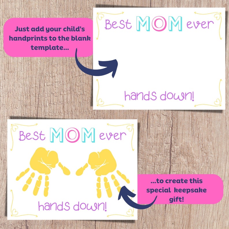 Best Mom Hands Down, Mothers Day Handprint Printable, Handprint Mothers ...