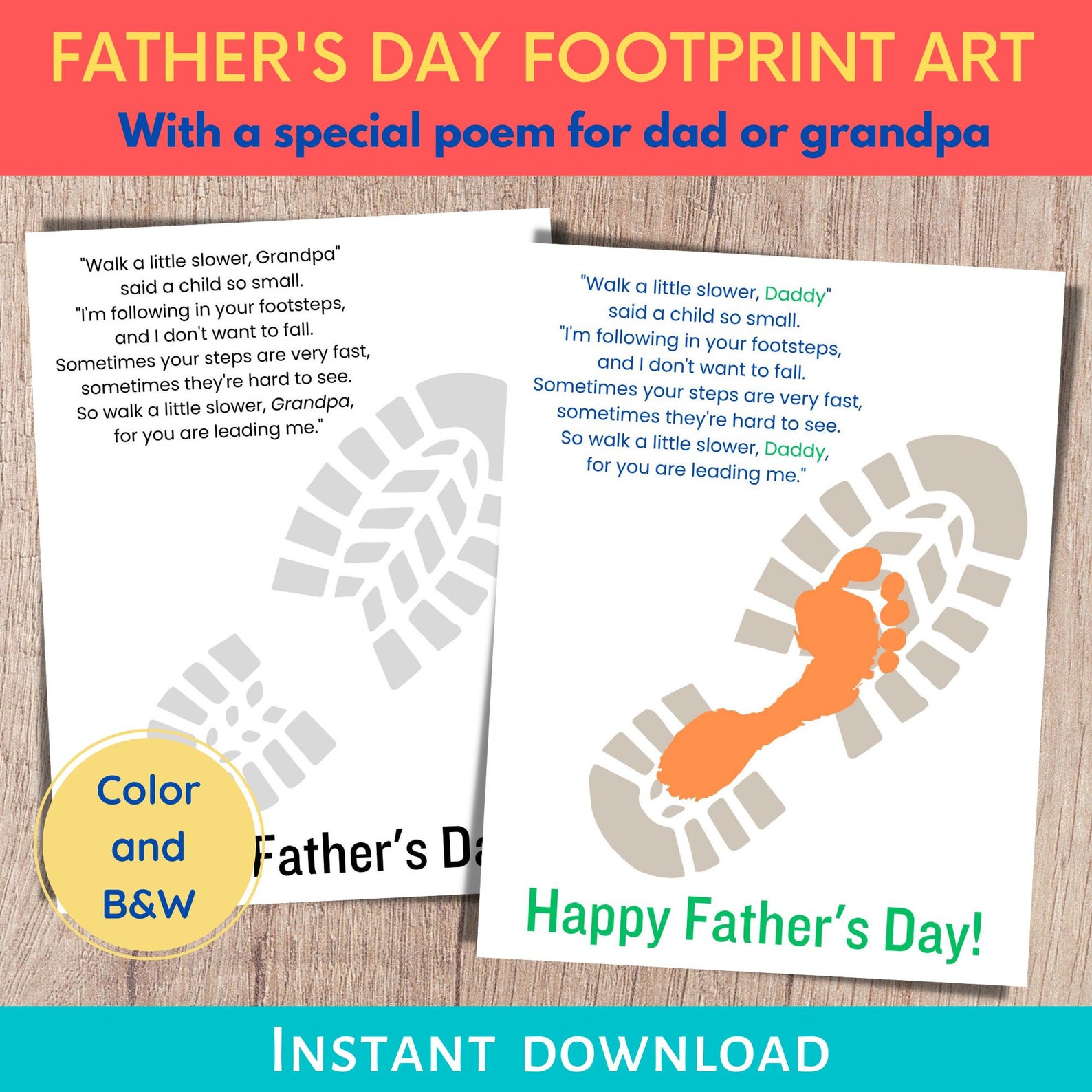 Fathers Day Poem, Fathers Day Craft From Child, Footprint Art Fathers ...