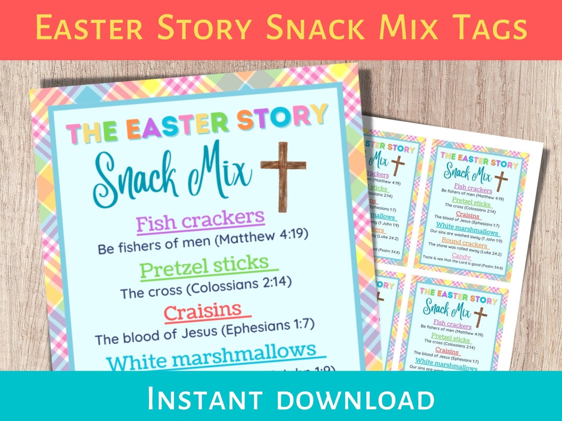 Easter Story Snack Mix Printable Religious Easter Activities - Etsy