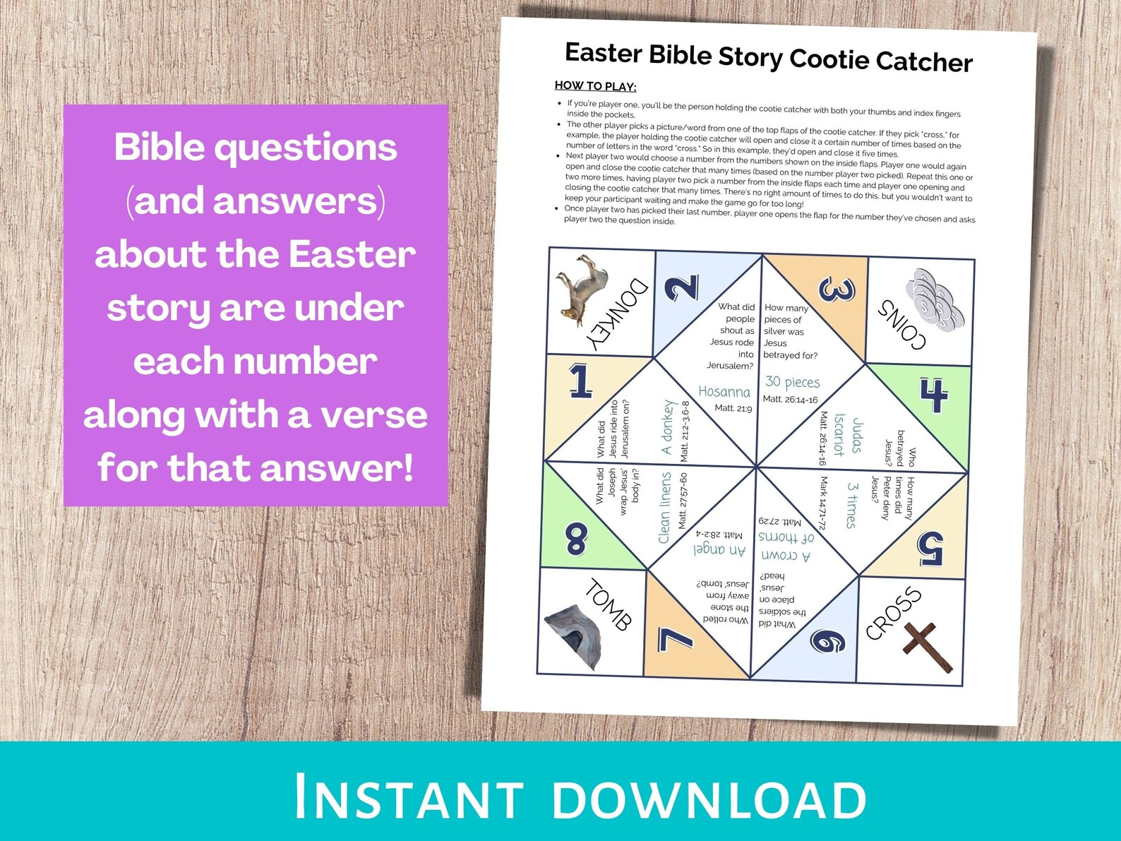 Easter Bible Story Cootie Catcher Easter Bible Game Easter - Etsy