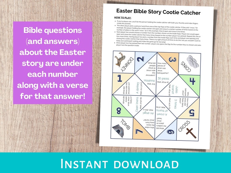 Easter Bible Story Cootie Catcher Easter Bible Game Easter - Etsy