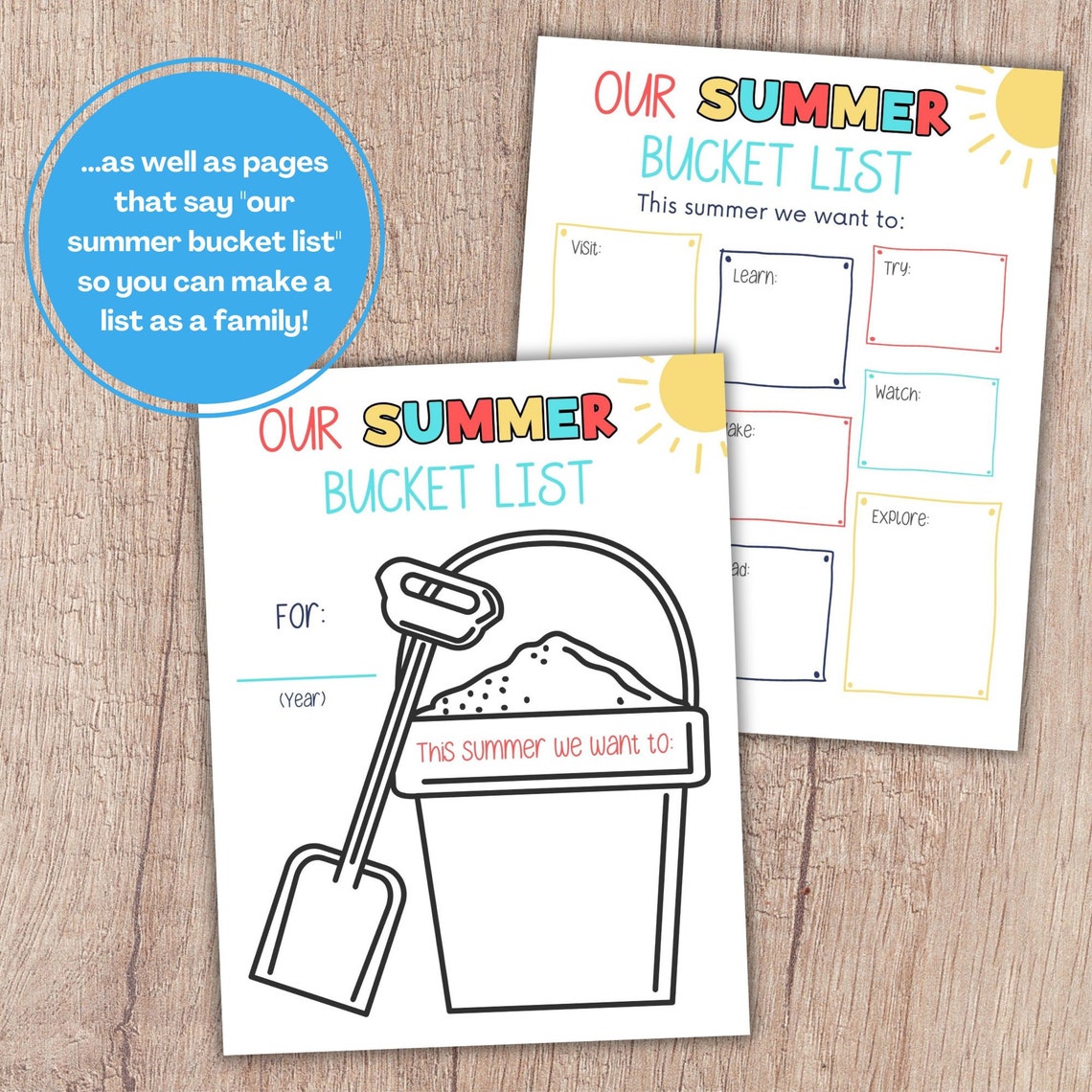 Summer Bucket List Printable, Kids Summer Activity, Summer Bucket List ...
