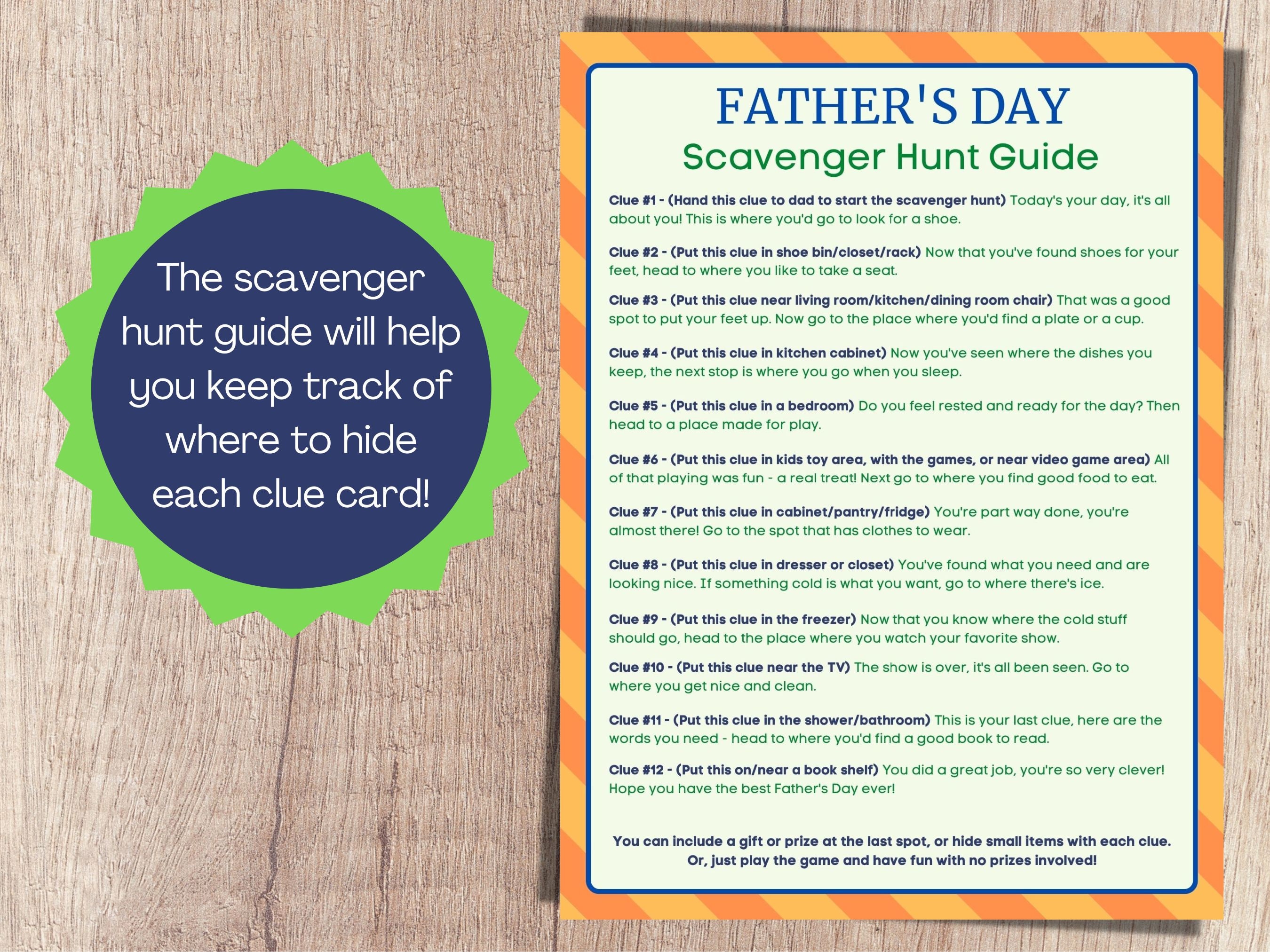 Fathers Day Scavenger Hunt Fathers Day Games Scavenger Hunt - Etsy