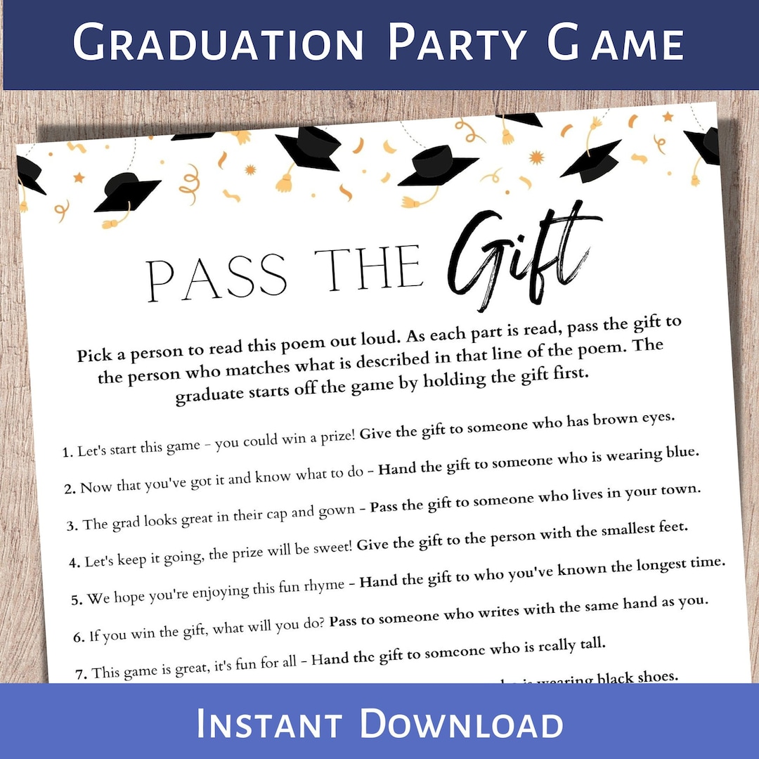 Graduation Games, Pass the Gift Game, Graduation Games Printable, Pass ...