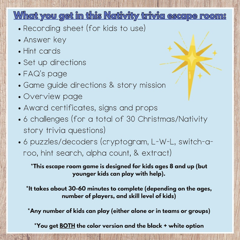 Nativity Escape Room, Christmas Trivia, Nativity Activity, Christmas ...
