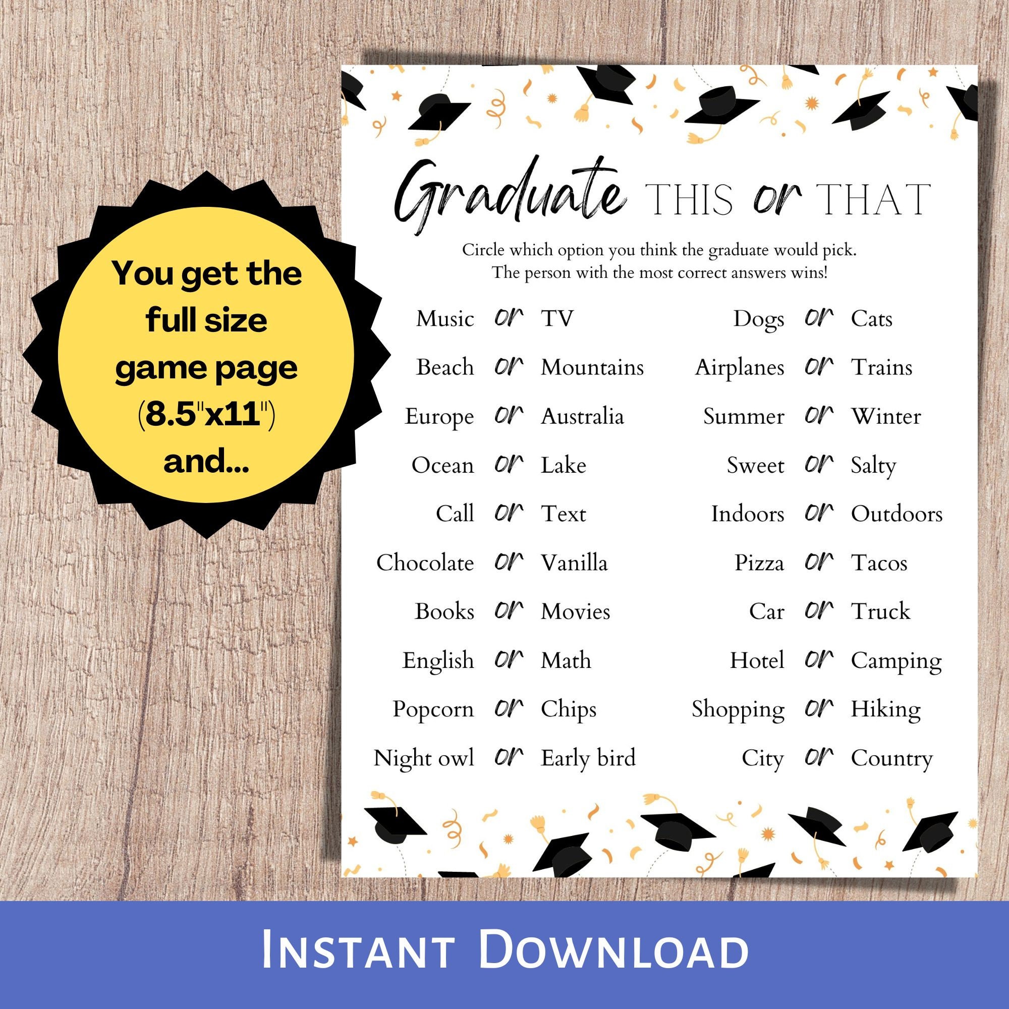 This or That, Graduation Games, Grad Party Games, Graduation Games ...