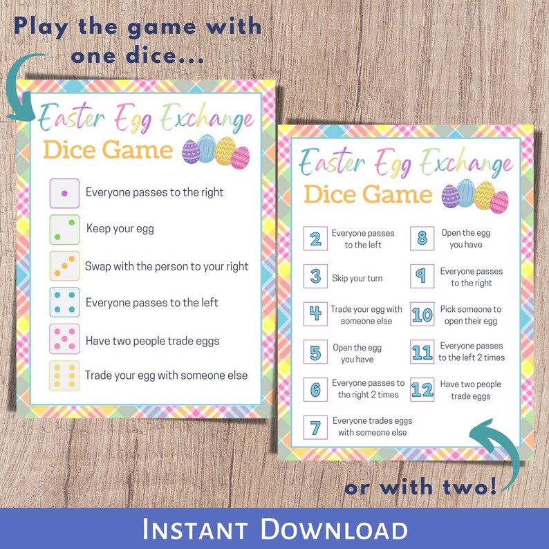 Easter Dice Game, Easter Egg Exchange Dice Game, Pass the Gift, Easter ...