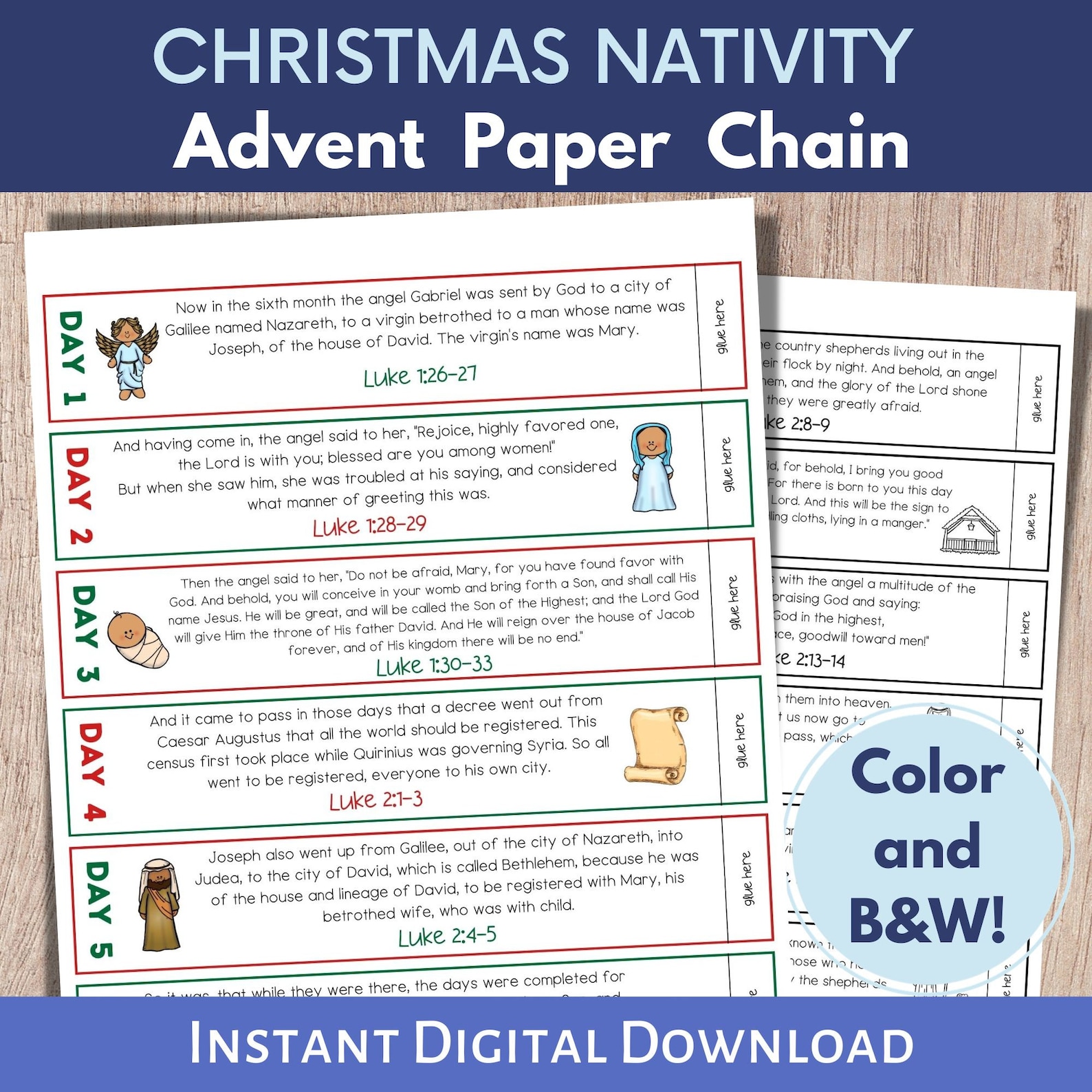 Paper Chain Advent Calendar, Nativity Printable, Advent Calendar for ...