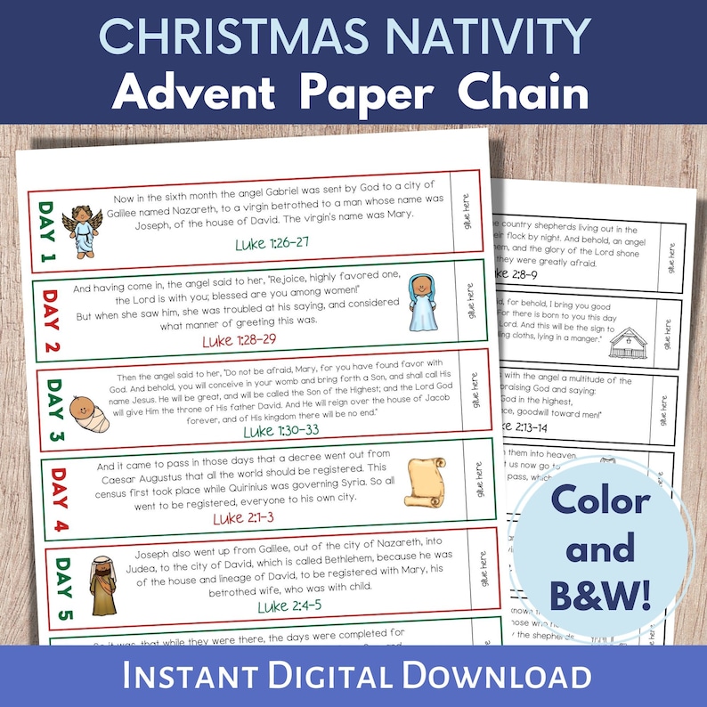 Paper Chain Advent Calendar, Nativity Printable, Advent Calendar for ...