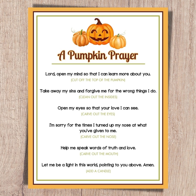Pumpkin Prayer, Halloween Tracts, Religious Halloween, Pumpkin ...