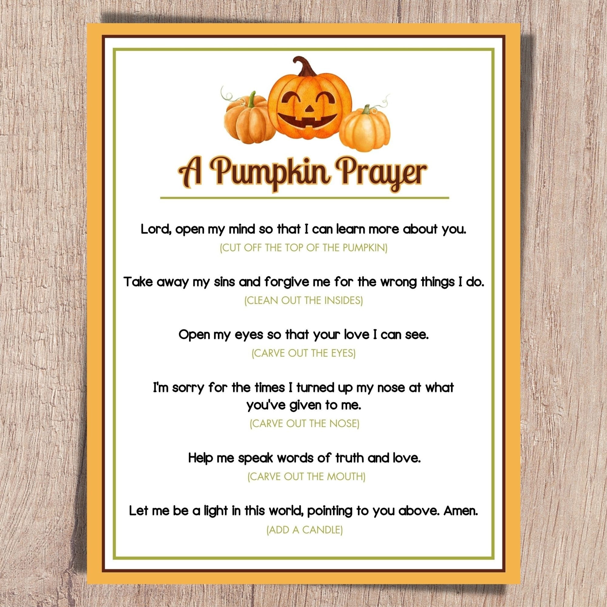 Pumpkin Prayer, Halloween Tracts, Religious Halloween, Pumpkin ...