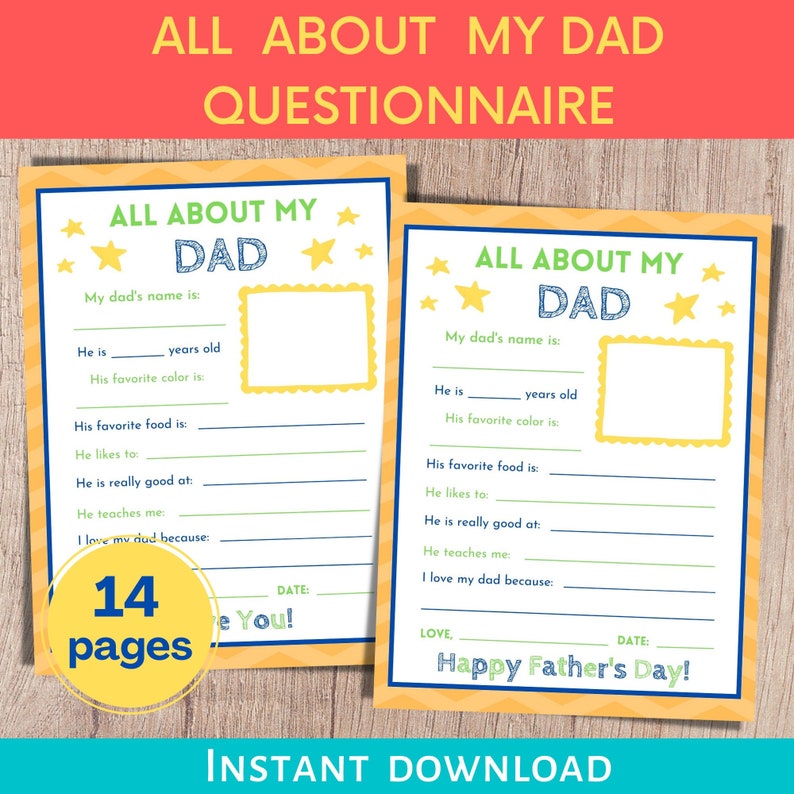 All About My Dad Fathers Day Printable Craft All About My Dad