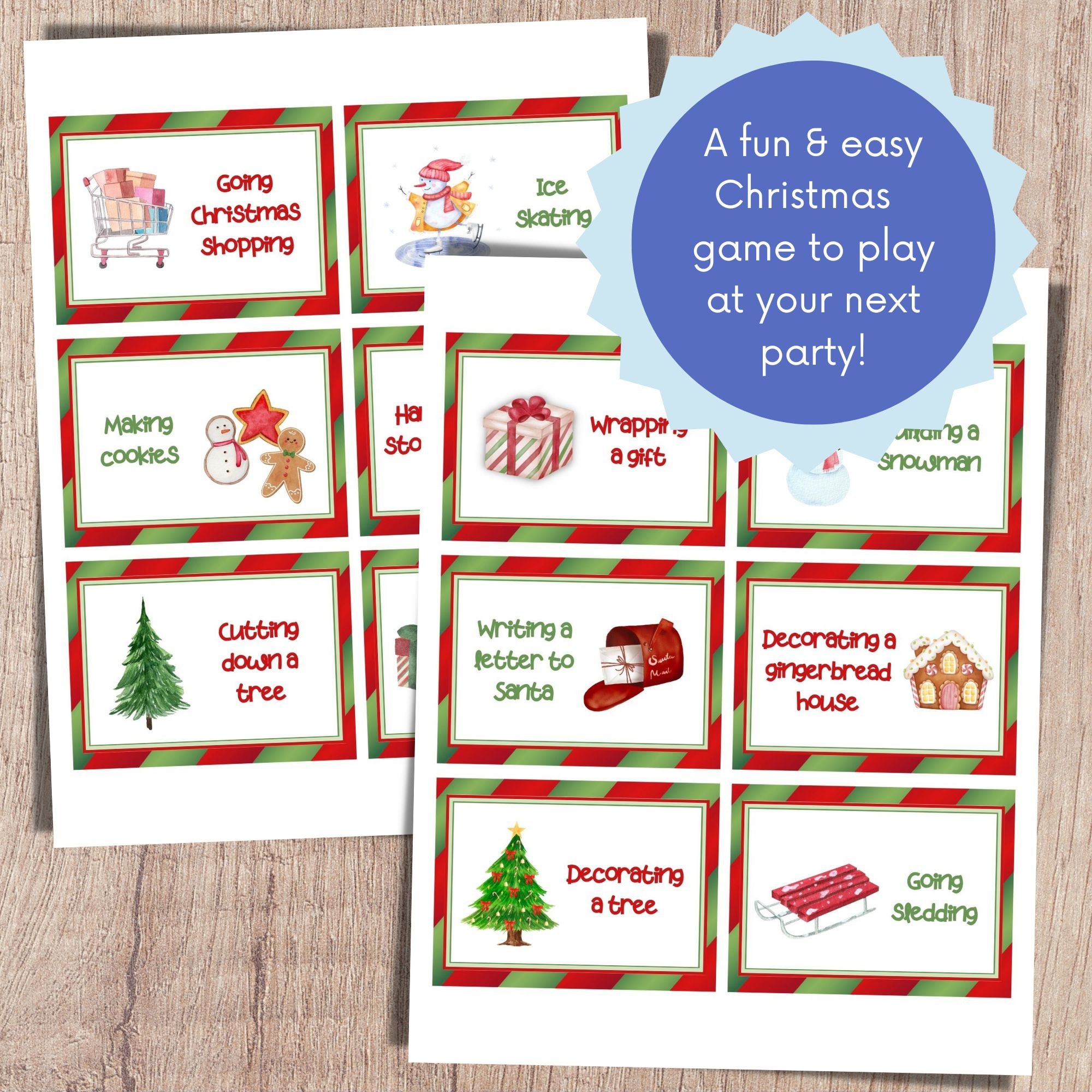 Christmas Charades, Christmas Party Game, Family Holiday Game ...