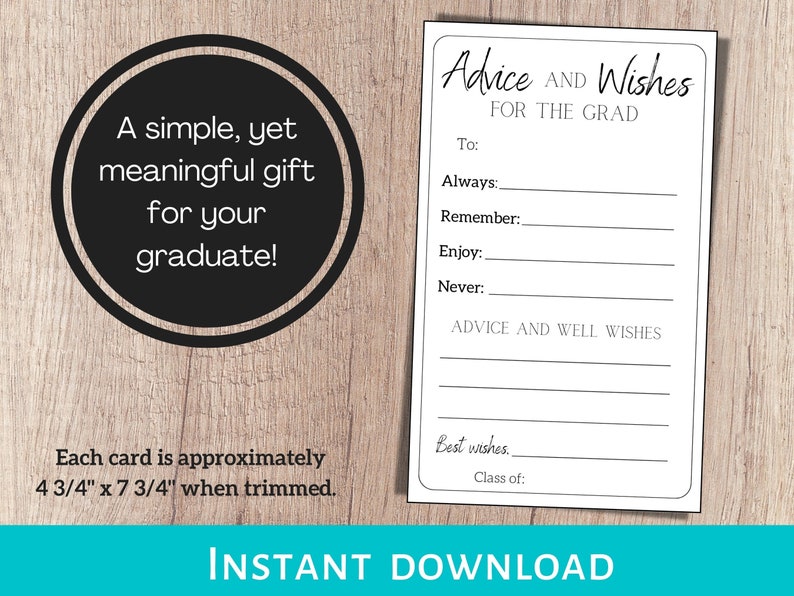 Graduation Advice Cards Printable Graduation Keepsake 2023 - Etsy