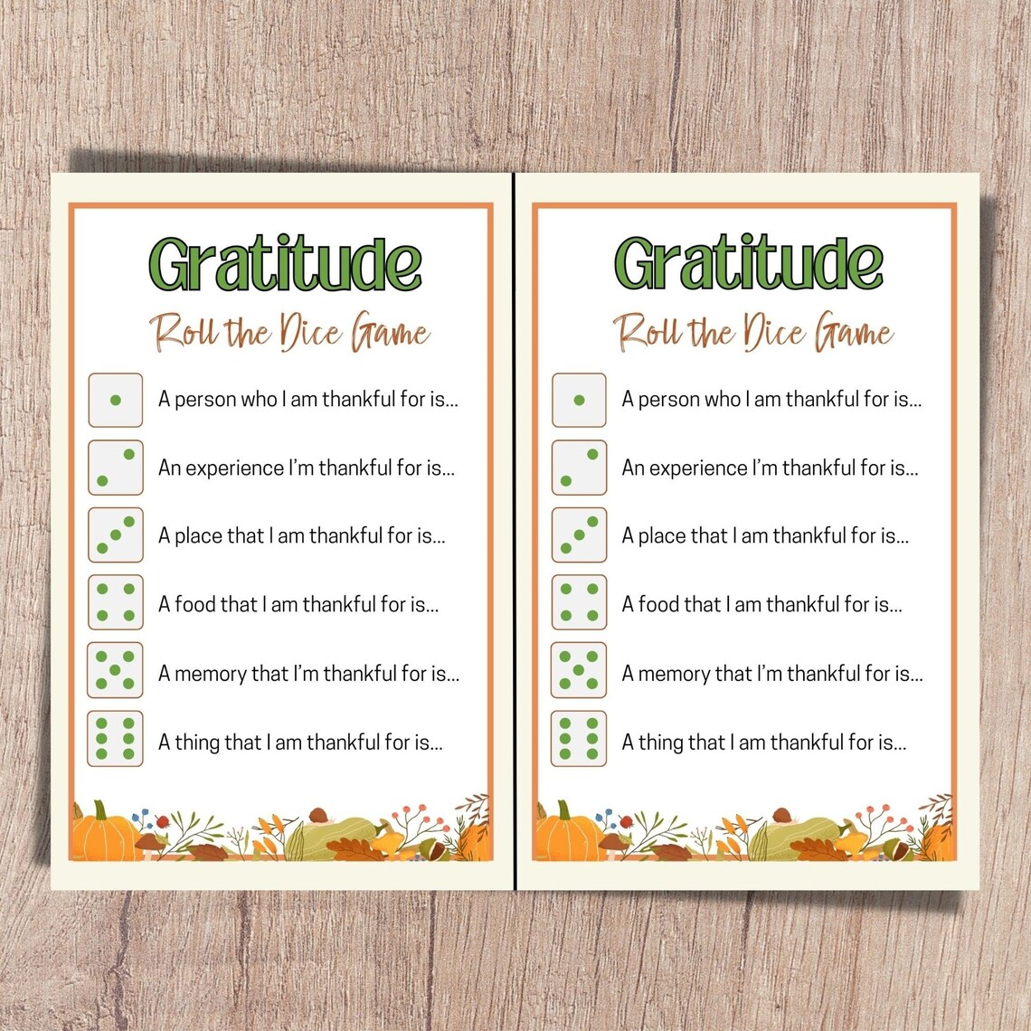 Thanksgiving Gratitude Game, Gratitude Dice Game, Thanksgiving Dice ...