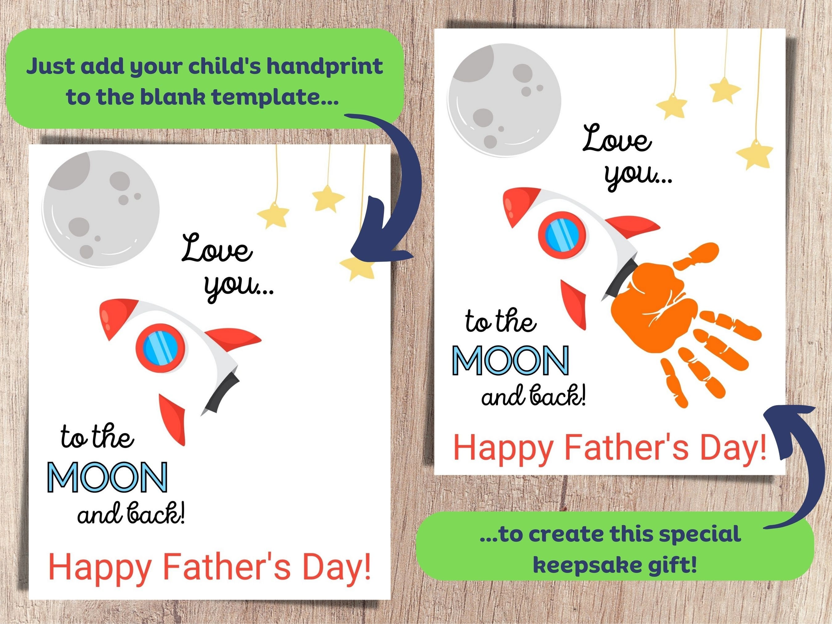 I Love You to the Moon and Back Happy Fathers Day Handprint - Etsy