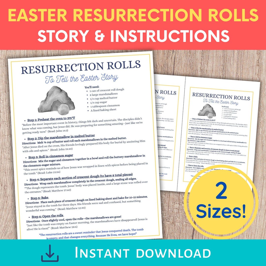 Resurrection Rolls Printable, Religious Easter Activities, Empty Tomb ...