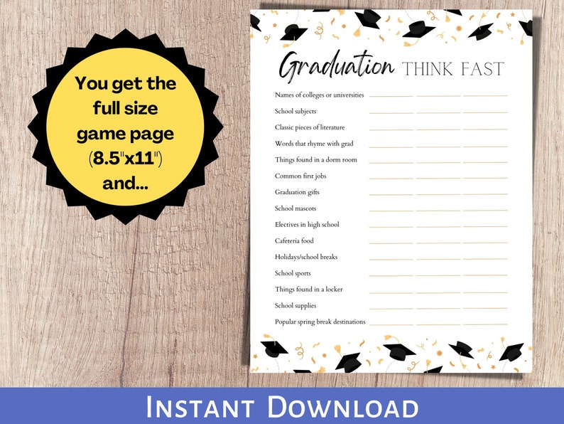 Think Fast Game, Graduation Games, Grad Party Games, Graduation Games ...