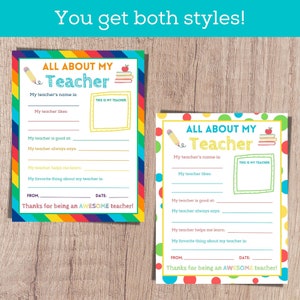 All About My Teacher, Teacher Appreciation Week, Teacher Letter, Thank ...
