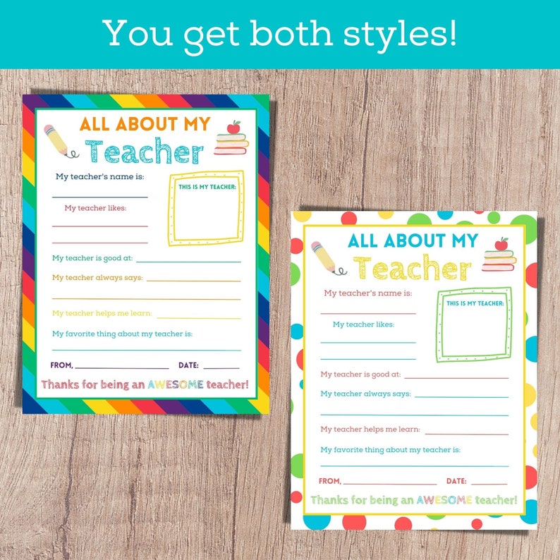 All About My Teacher, Teacher Appreciation Week, Teacher Letter, Thank ...
