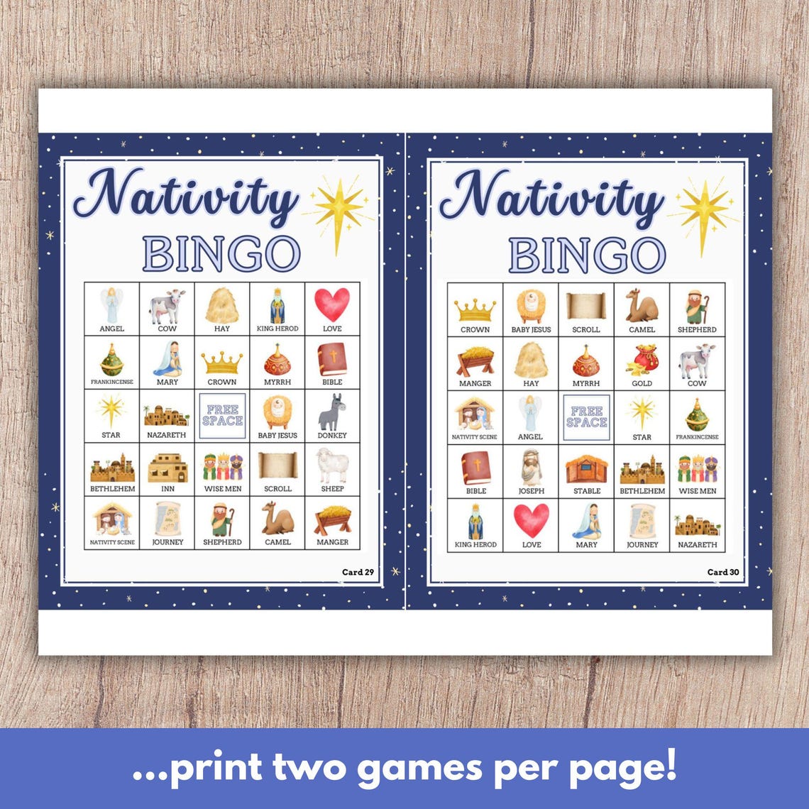 Nativity Bingo Game, Christmas Party Game, Christmas Bingo Game, Family ...