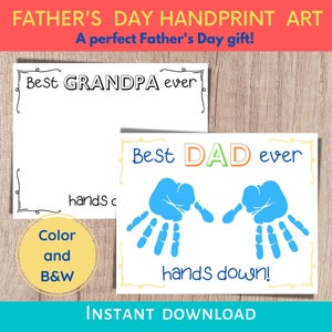 Best Dad Hands Down, Handprint Printable, Fathers Day Handprint Craft ...