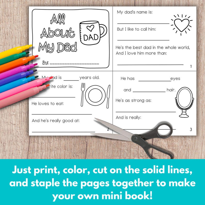 Fathers Day Mini Book, All About My Dad, Fathers Day Craft, Fathers Day ...