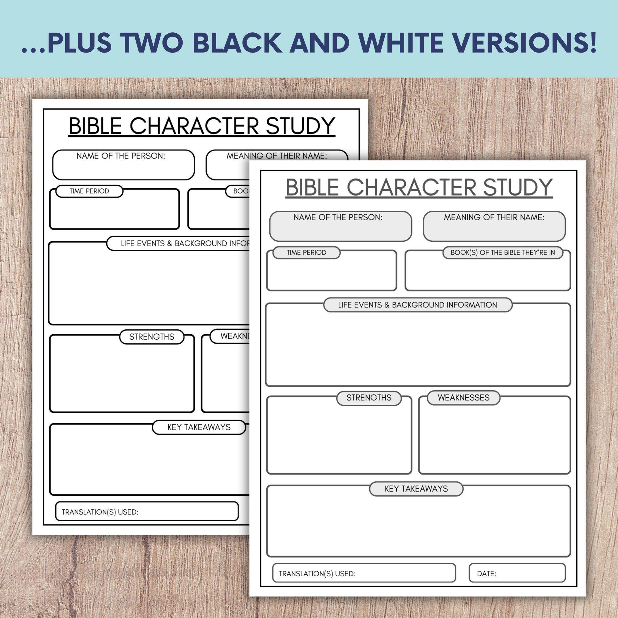 Bible Character Study Template, Character Bible Study, Bible Character ...
