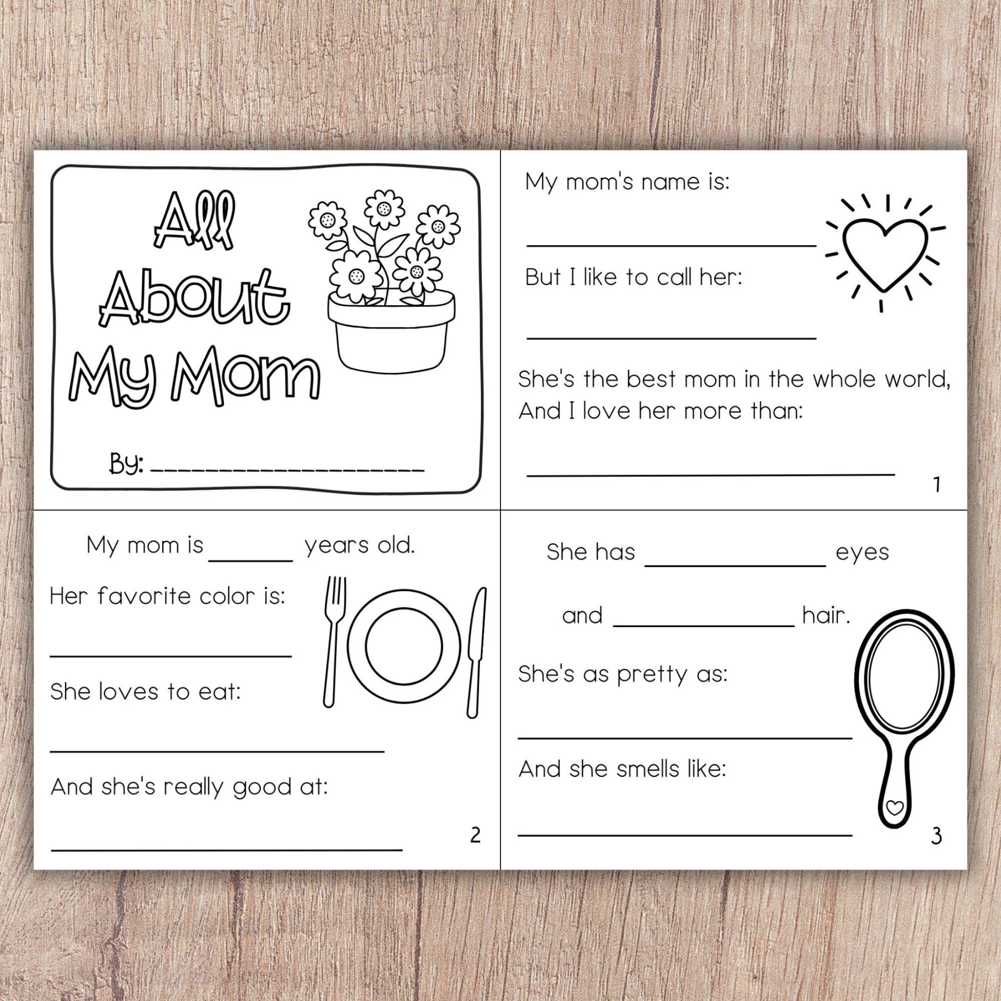Mothers Day Mini Book, All About My Mom, Mothers Day Craft, Mothers Day ...