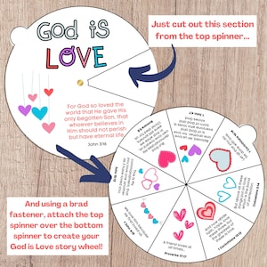 God is Love Craft, Spinner Wheel, Story Wheel, Sunday School Valentines Craft, Valentine ...