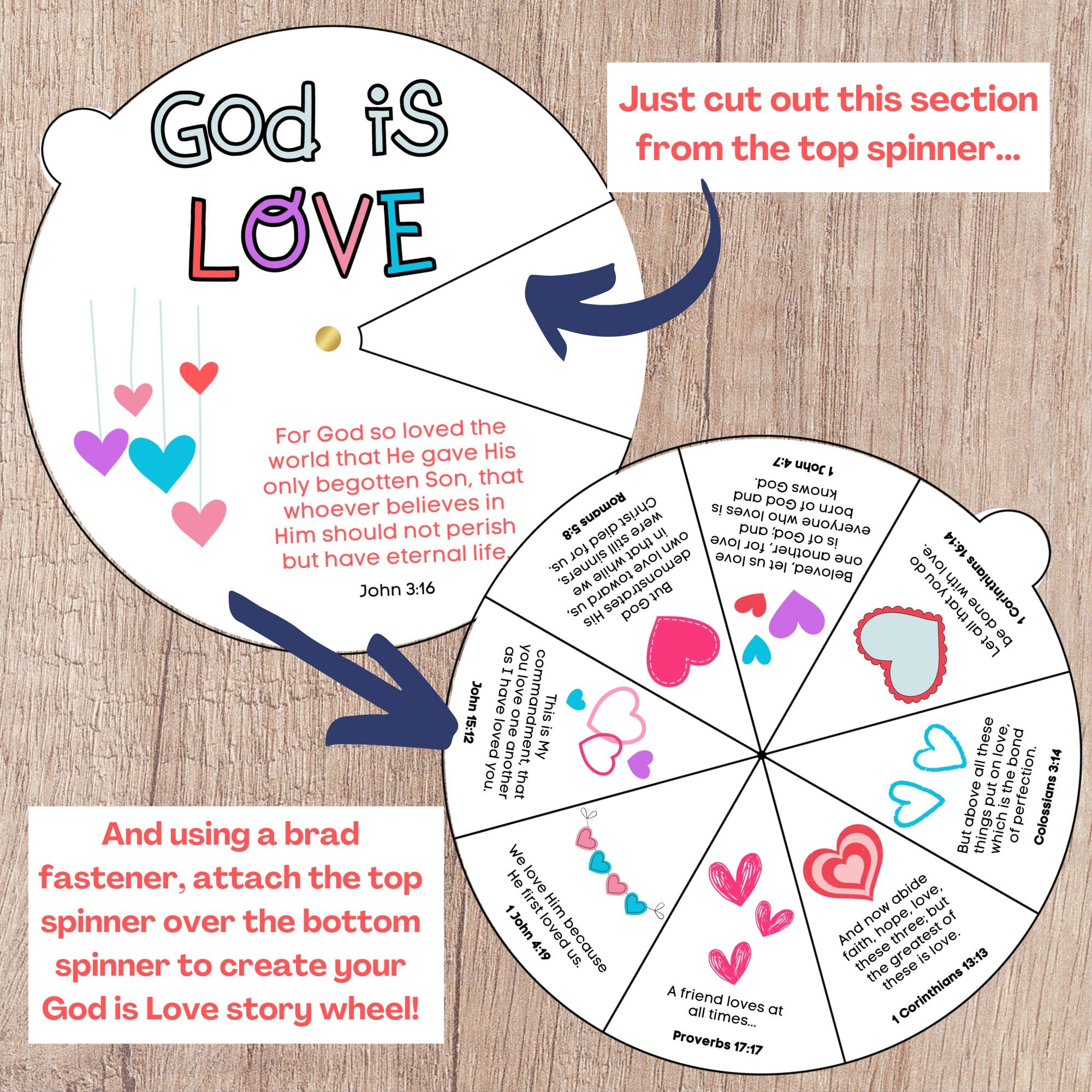 God is Love Craft, Spinner Wheel, Story Wheel, Sunday School Valentines ...